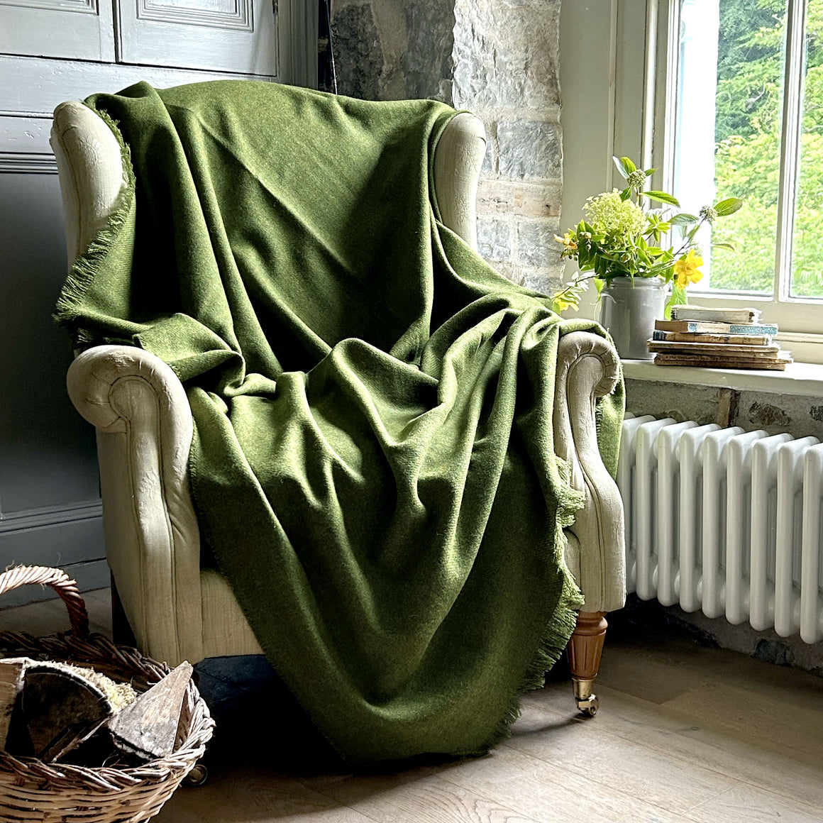 Harris Tweed Olive Throw Blanket – William & Irene